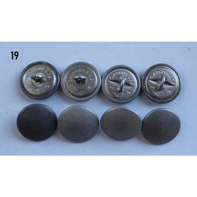 GERMAN WW2 SILVER PEBBLED TUNIC BUTTONS 19mm & GREAT COAT BUTTONS 21mm ...