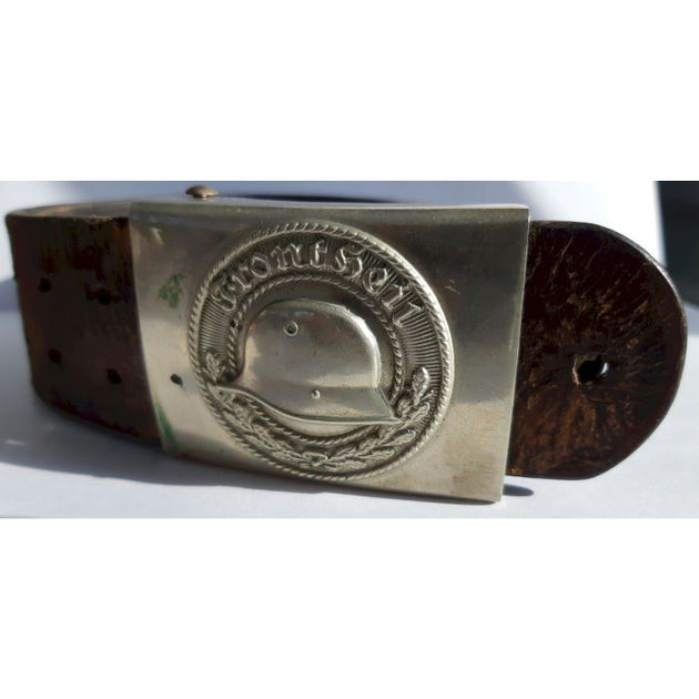 GERMAN WWII STAHLHELM FRONT HEIL BELT BUCKLE WITH ORIGINAL BELT ...