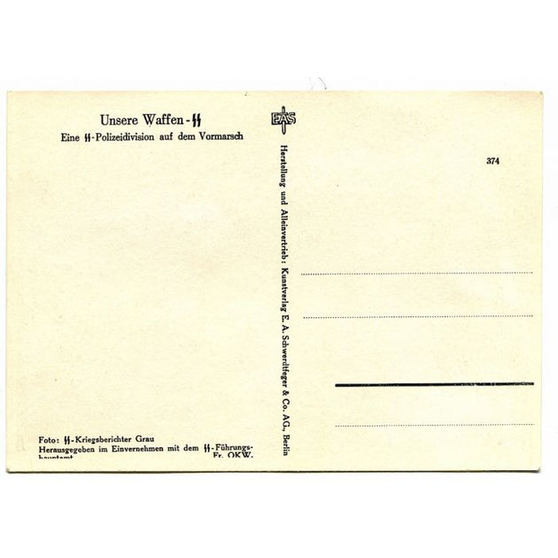 UNSERE WAFFEN SS POST CARD "AN SS POLICE DIVISION ON THE ADVANCE ...